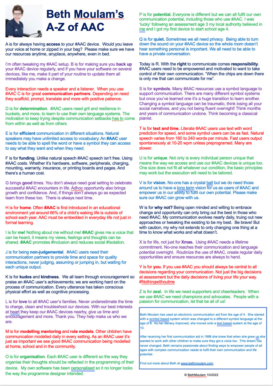 A to Z of AAC | Beth Moulam